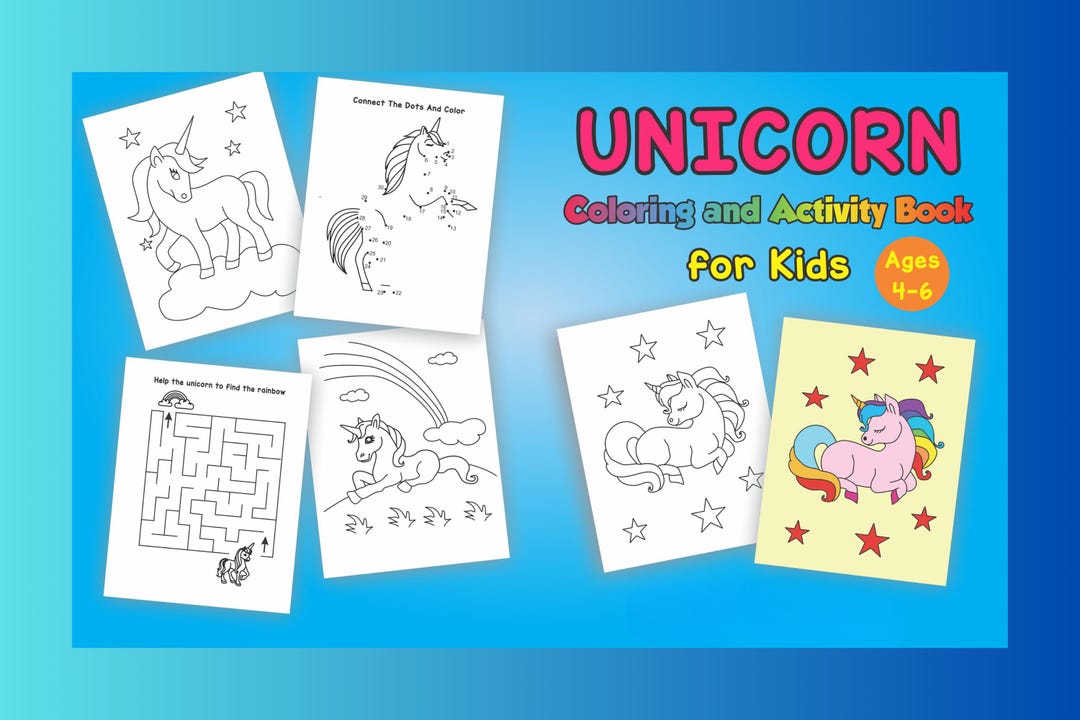 Fun Unicorn Coloring and Activity Book for Kids 4-6 Ages, 30 Pages ...