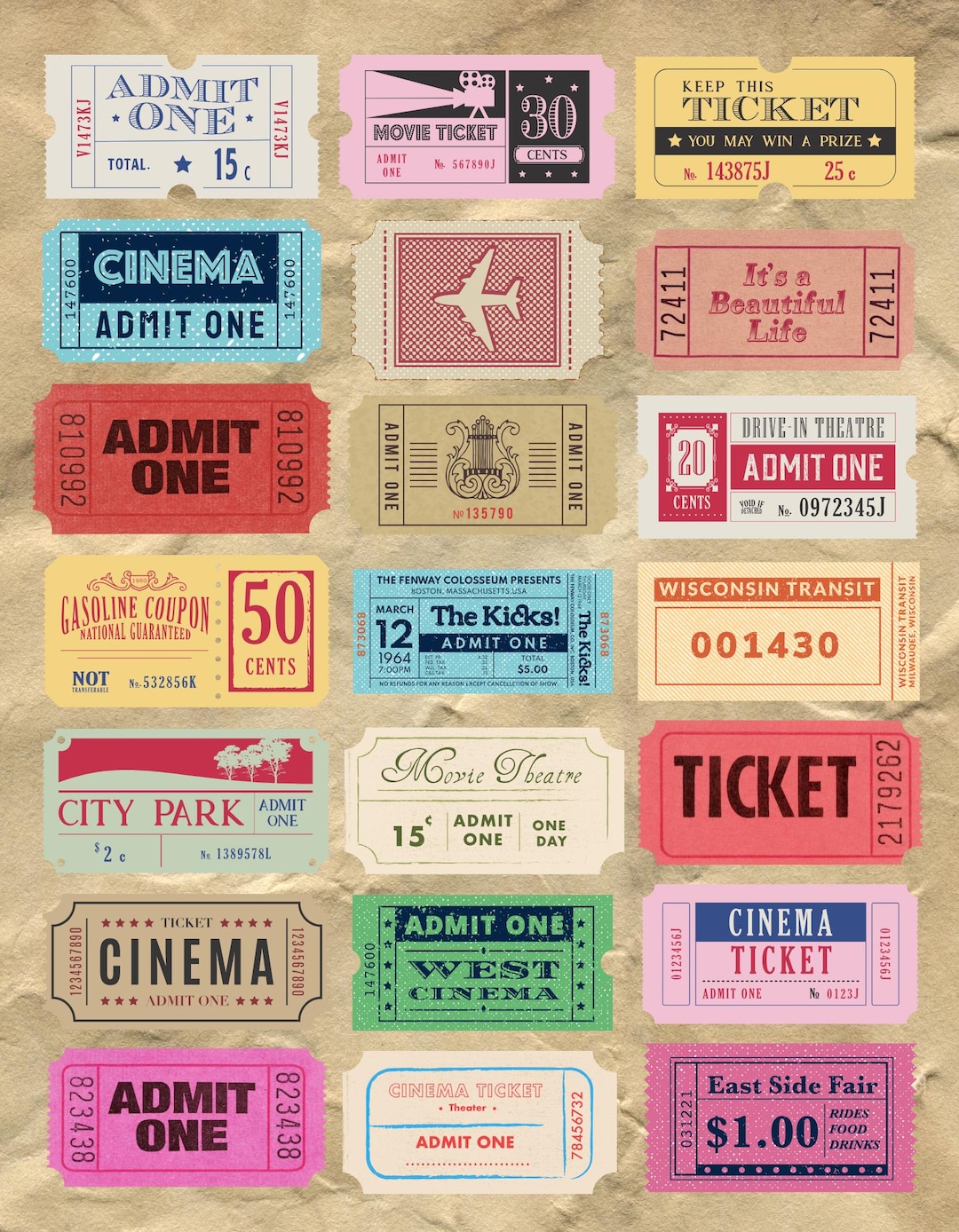 Retro Ticket Art - Etsy