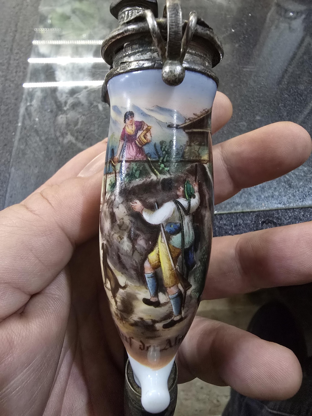 Antique German Porcelain Tobacco Pipe: Hand-painted Alpine Scene - Etsy