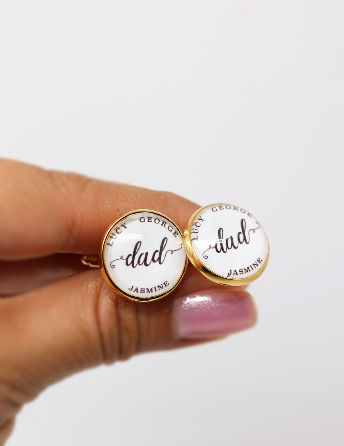Personalized Gold Cufflinks, Dad Gift From Daughter or Son, Dad Cuff ...