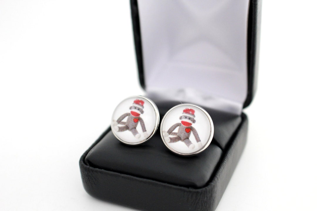 Sock Monkey Cufflinks, Gift for Him, Gift for Dad, Sock Monkey Gift ...