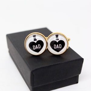I Love Dad Cuff Links, Gold Tone Heart Cufflinks for Dad, Son to Father Gift From Daughter ...