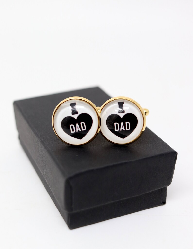 I Love Dad Cuff Links, Gold Tone Heart Cufflinks for Dad, Son to Father ...