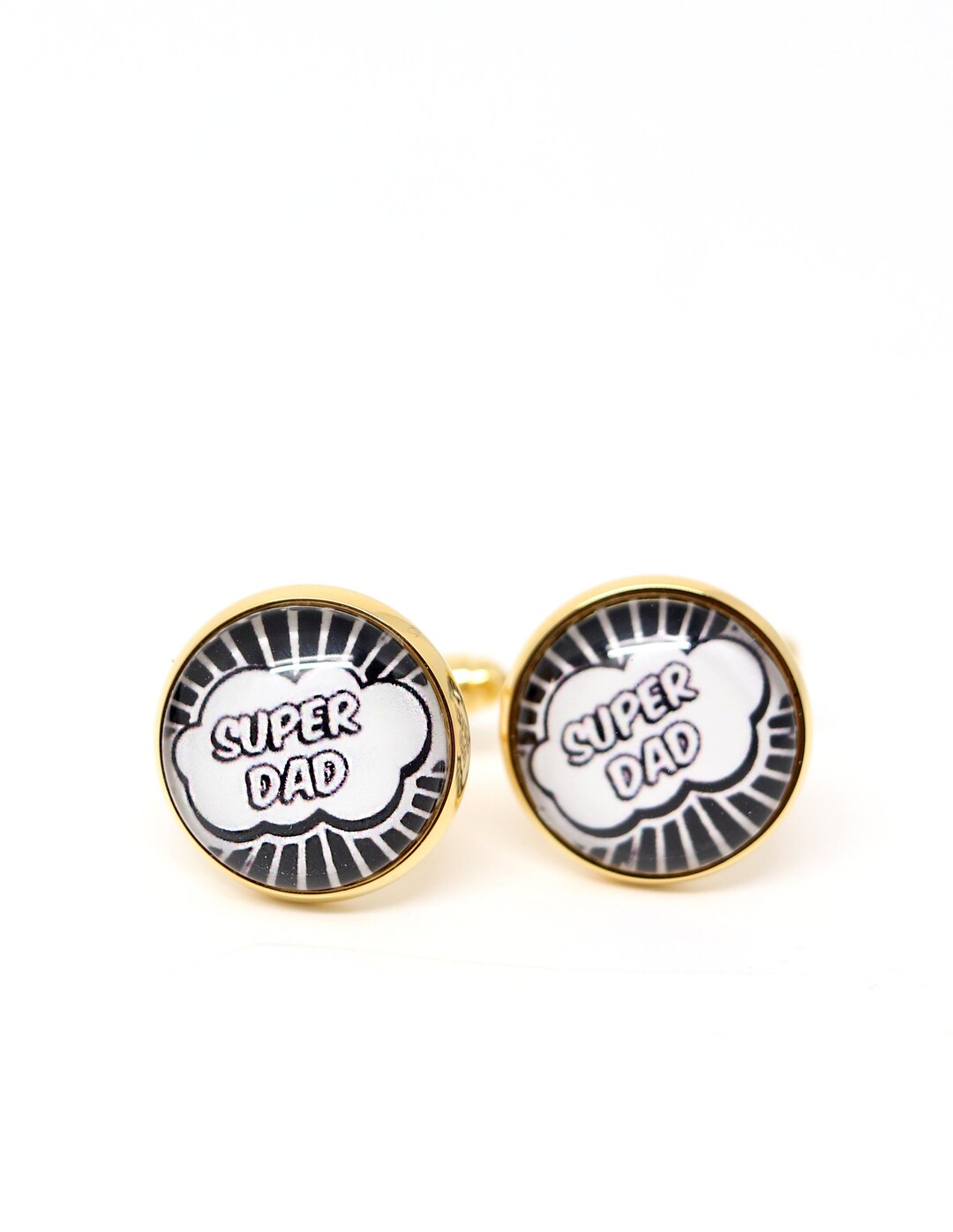 Gold Super Dad Cuff Links, Superhero Cufflinks for Dad, Son to Father ...