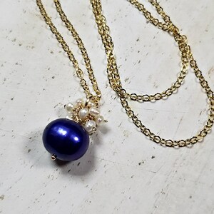 Royal Blue Pearl Necklace, Blue Pearl Solitaire, Blue White Pearl ...