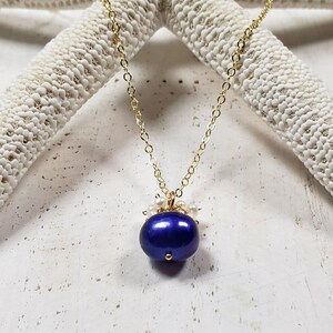 Royal Blue Pearl Necklace Blue Pearl Solitaire Blue White - Etsy