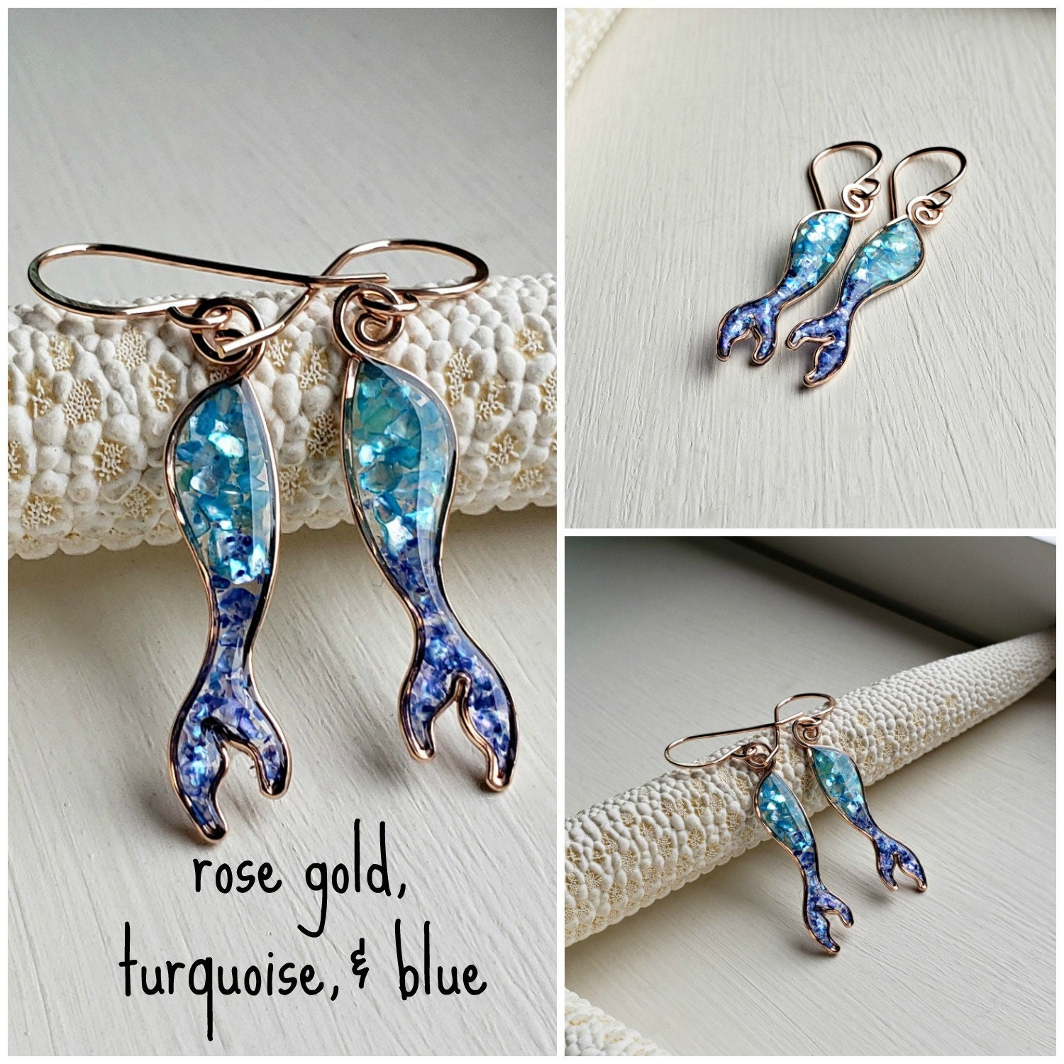 Tiny Mermaid Earrings, Mermaid Tail Earrings, Small Mermaid Tail Dangle ...
