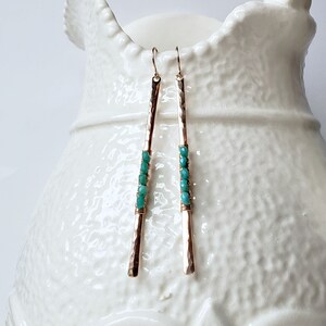 Turquoise Bar Earrings, Sleeping Beauty Turquoise Dangle, Long ...