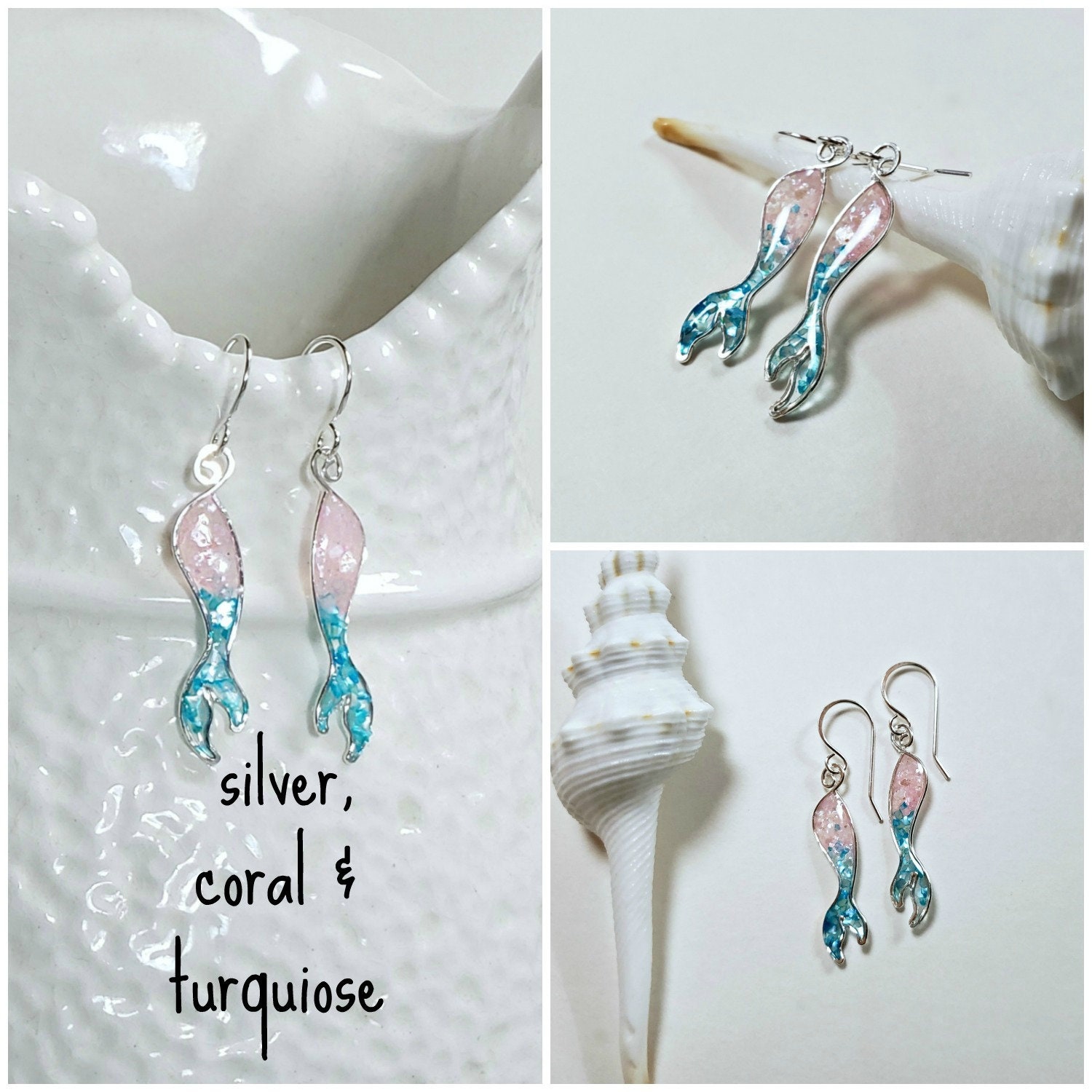 Tiny Mermaid Earrings, Mermaid Tail Earrings, Small Mermaid Tail Dangle ...