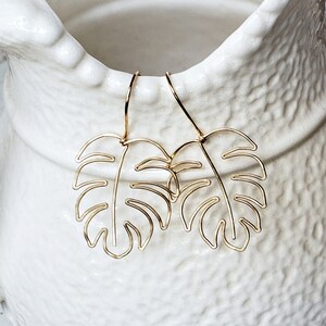 Wire Monstera Earrings, Monstera Leaf Hoops, Monstera Deliciosa ...