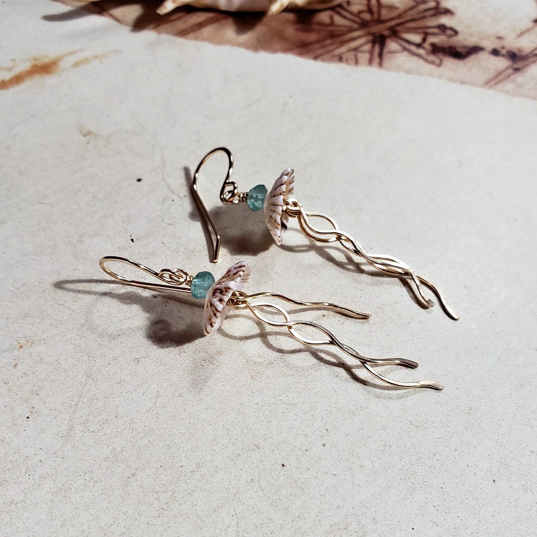 Opihi Shell Earrings, Hawaiian Shell Dangle Earrings, Jellyfish ...