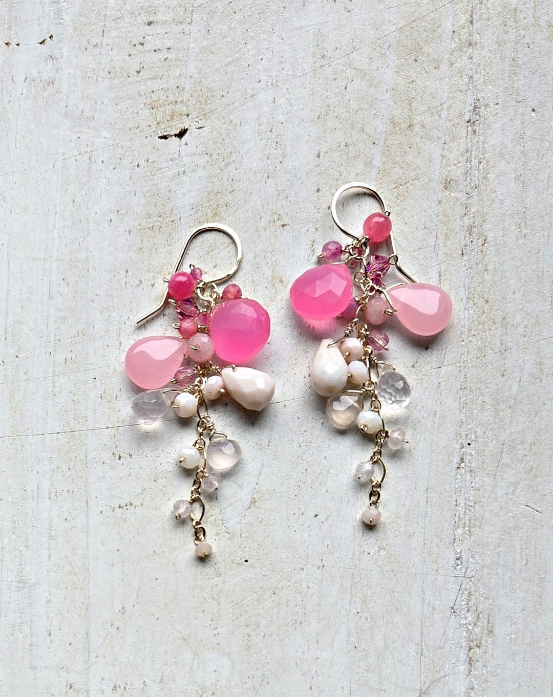 Hot Pink Opal Cluster, Pink Peruvian Opal Dangle, Bohemian Opal ...