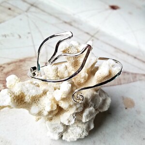 Mermaid Tail Cuff, Hammered Mermaid Tail Bangle, Whale Tail Cuff, Fish ...