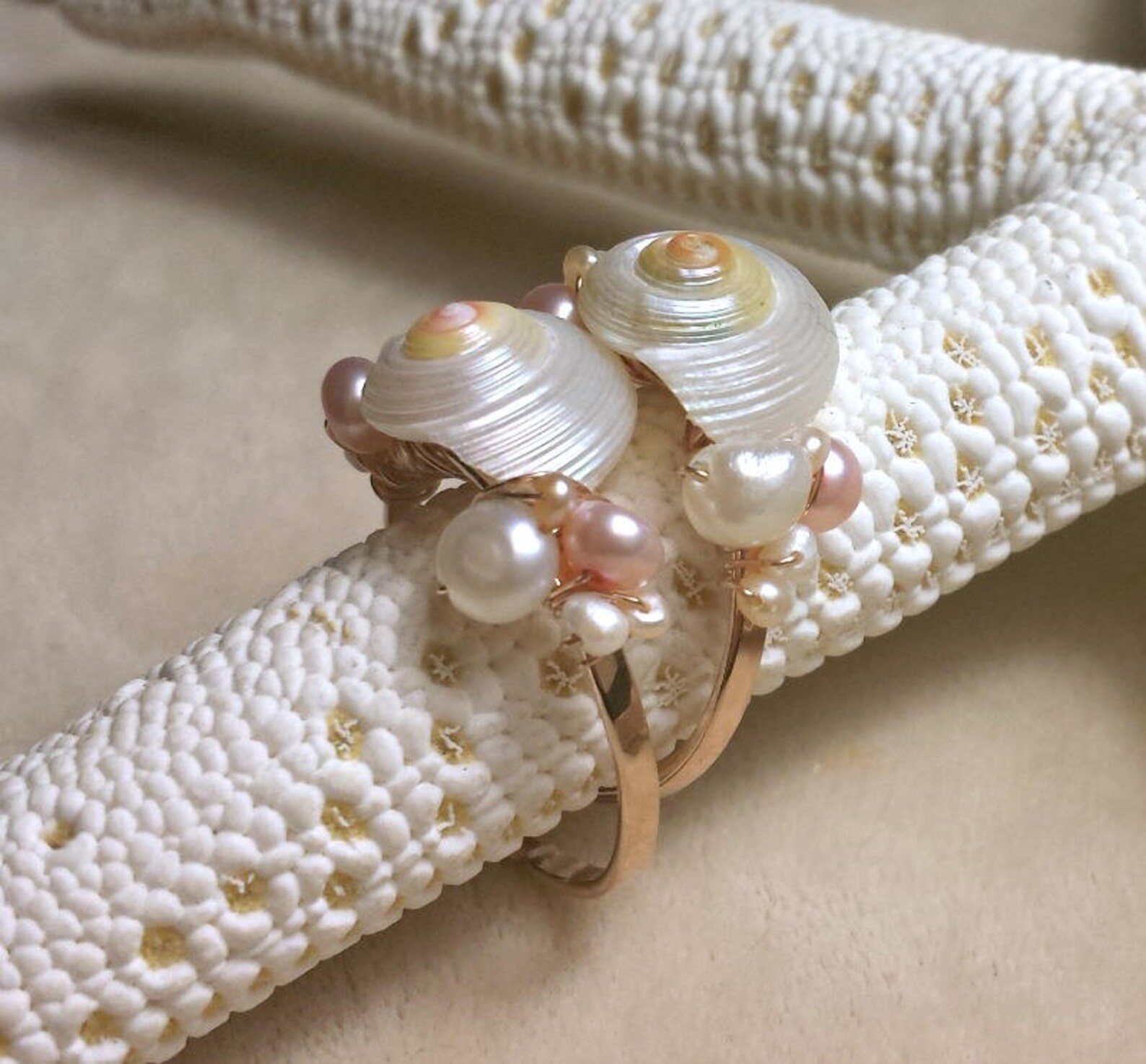Adjustable Shell Ring Wire Beach Ring Seashell Ring Pink - Etsy