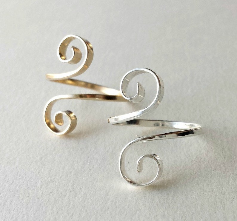 Hammered Spiral Ring Adjustable Swirl Ring Minimalist Gold | Etsy