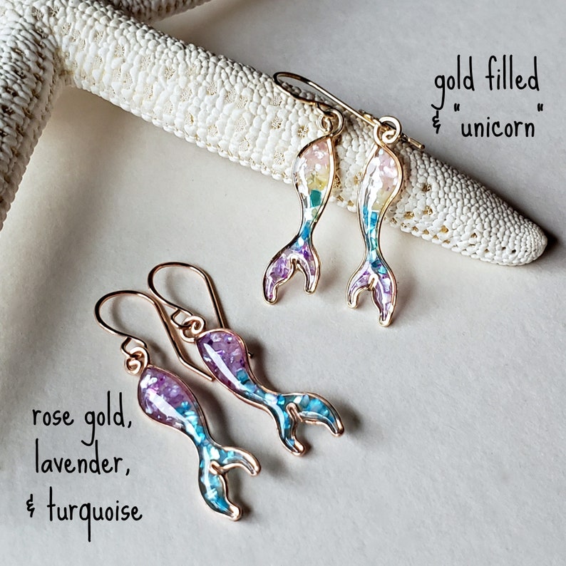 Tiny Mermaid Earrings, Mermaid Tail Earrings, Small Mermaid Tail Dangle ...