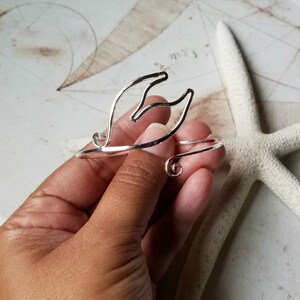 Mermaid Tail Cuff, Hammered Mermaid Tail Bangle, Whale Tail Cuff, Fish ...