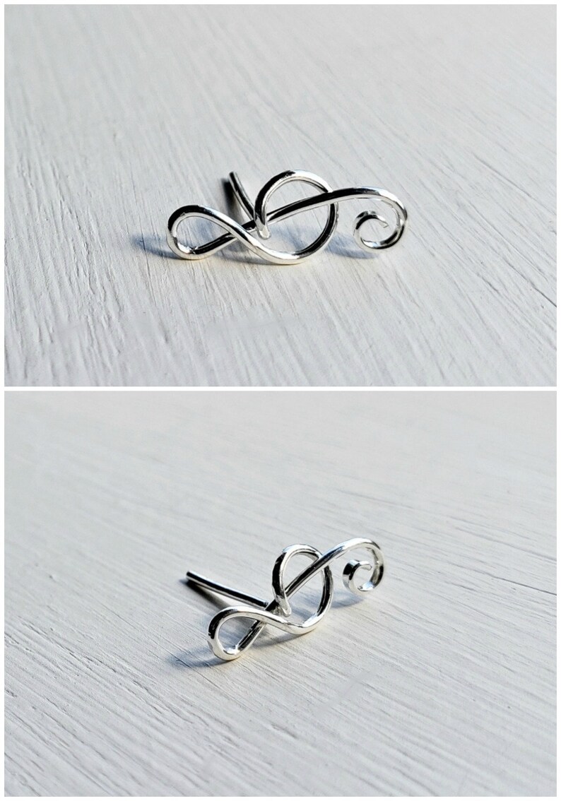 Music Note Studs Wire Musical Stud Earrings Treble Clef | Etsy