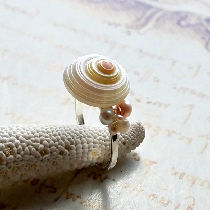 Adjustable Shell Ring Wire Beach Ring Seashell Ring Pink - Etsy