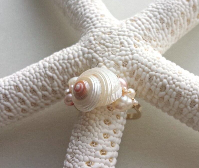 Adjustable Shell Ring Wire Beach Ring Seashell Ring Pink - Etsy