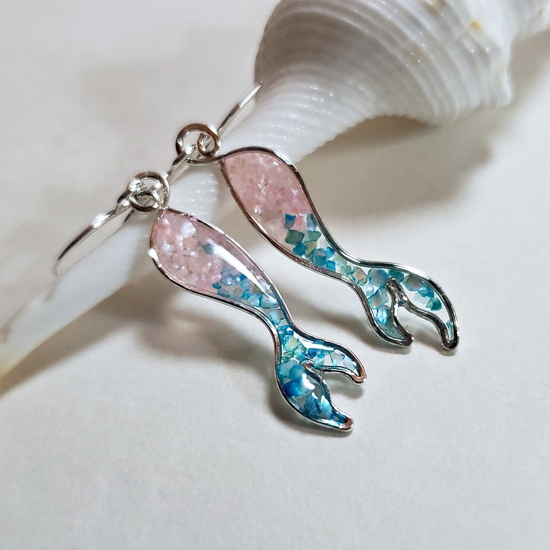 Tiny Mermaid Earrings, Mermaid Tail Earrings, Small Mermaid Tail Dangle ...