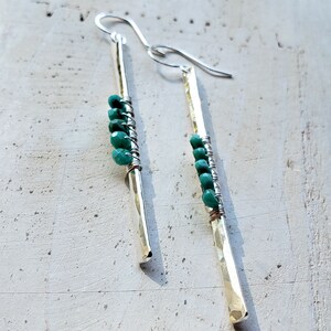 Turquoise Bar Earrings, Sleeping Beauty Turquoise Dangle, Long ...