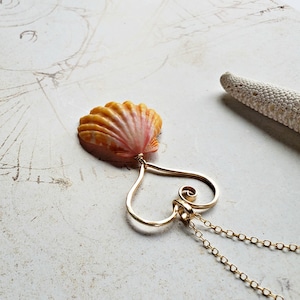 Heart Sunrise Shell Necklace, Spiral Heart Necklace, Gold Hawaiian ...