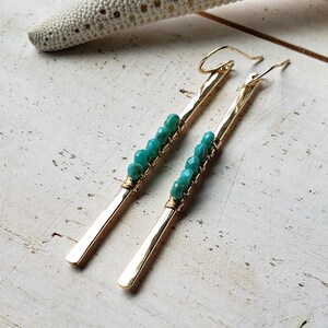 Turquoise Bar Earrings, Sleeping Beauty Turquoise Dangle, Long ...