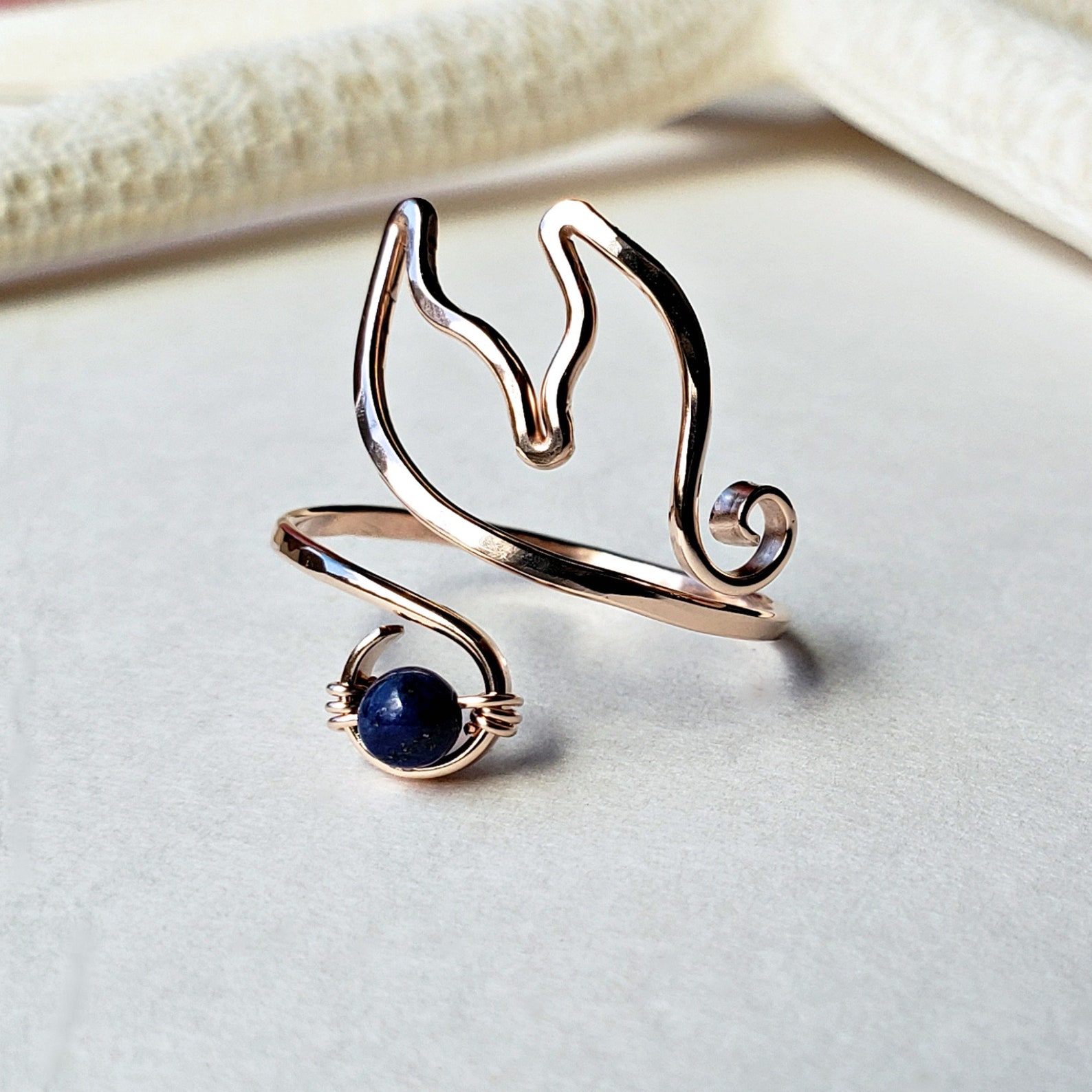 Wire Mermaid Ring ROSE GOLD Mermaid Tail Ring Gemstone | Etsy