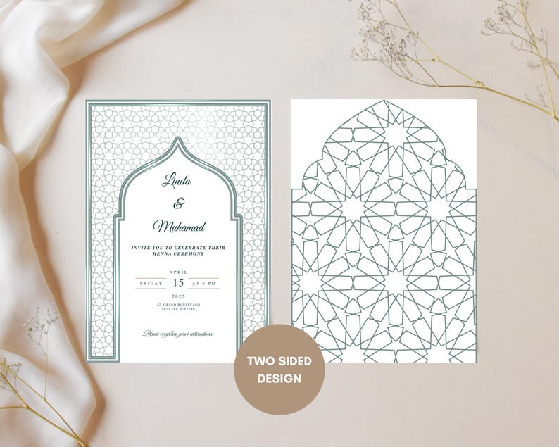 Moroccan Henna Ceremony Invitation: Fes Arch Design (digital Download ...