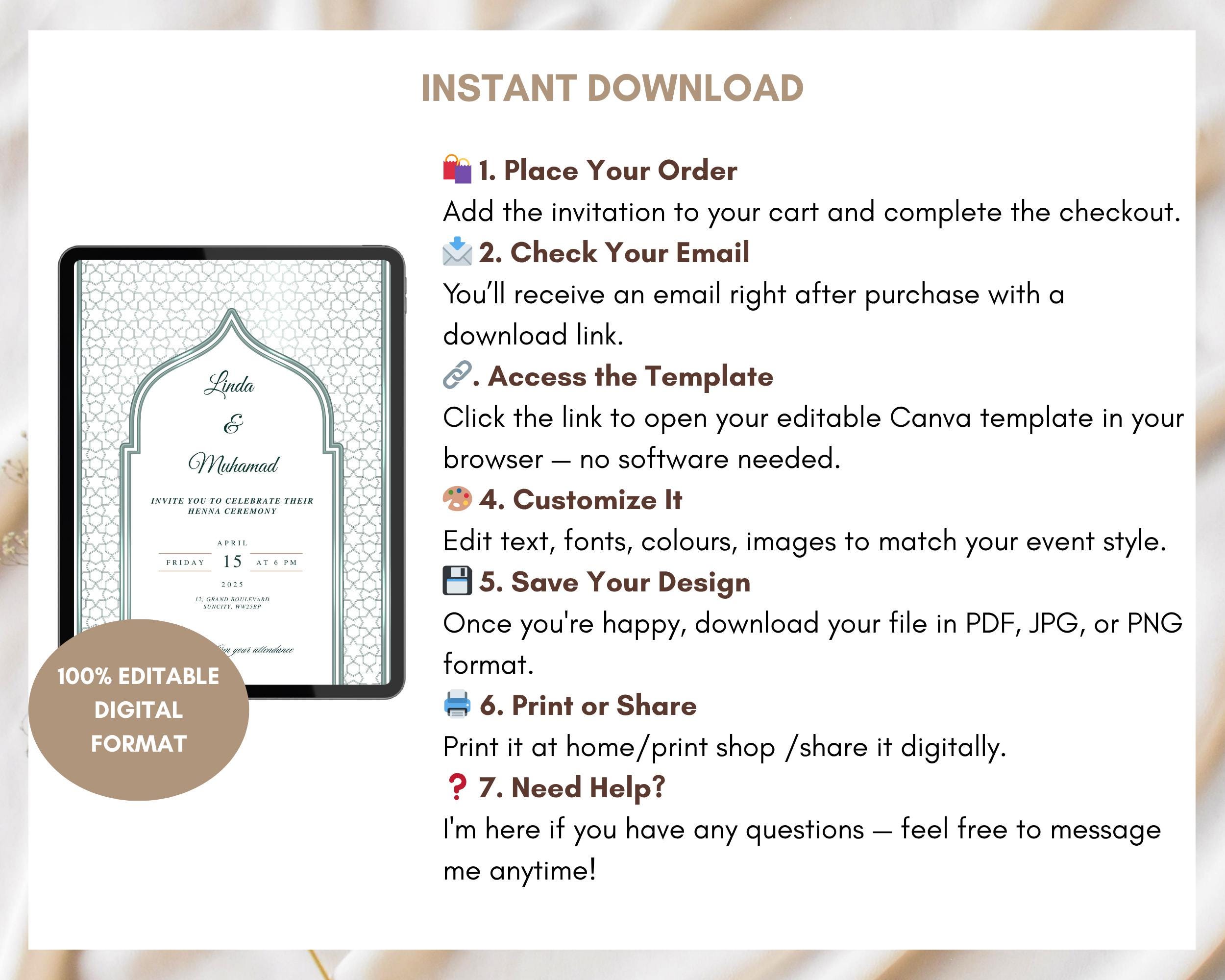 Moroccan Henna Ceremony Invitation: Fes Arch Design (digital Download ...