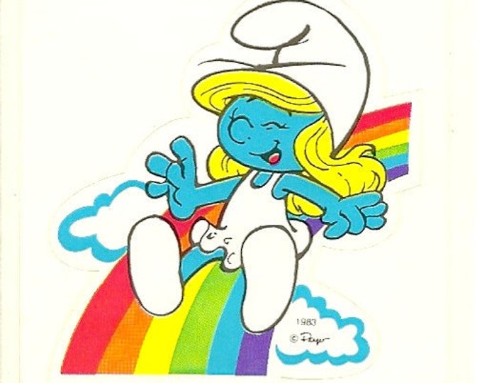 Vintage 80's Smurfette Rainbow Sticker - Etsy
