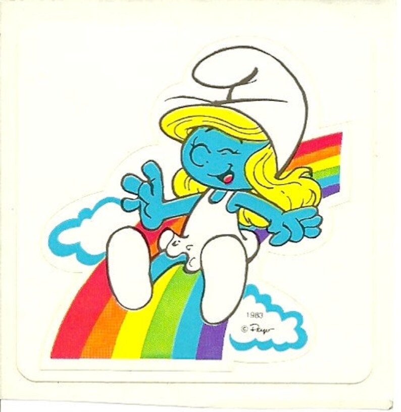 Vintage 80's Smurfette Rainbow Sticker | Etsy