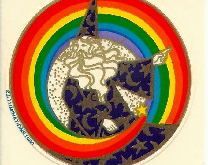 Vintage 80's Illuminations Rainbow Wizard Sticker - Etsy