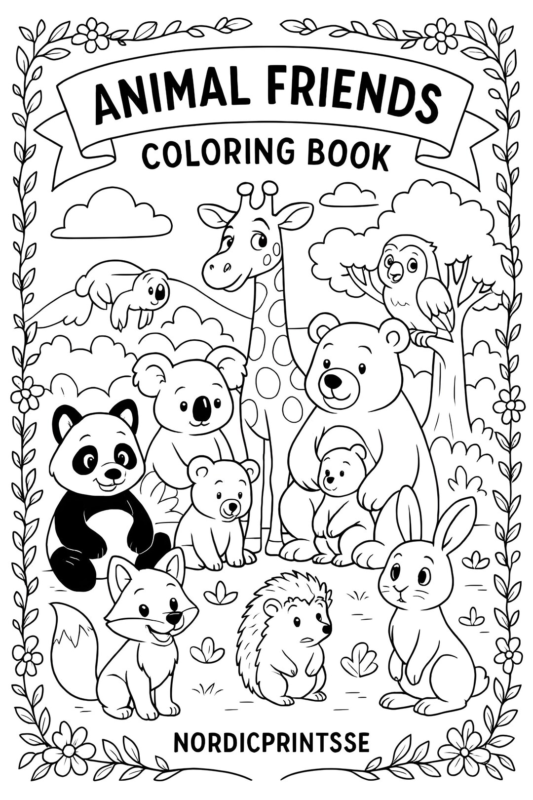 Animal Friends Coloring Book - Etsy