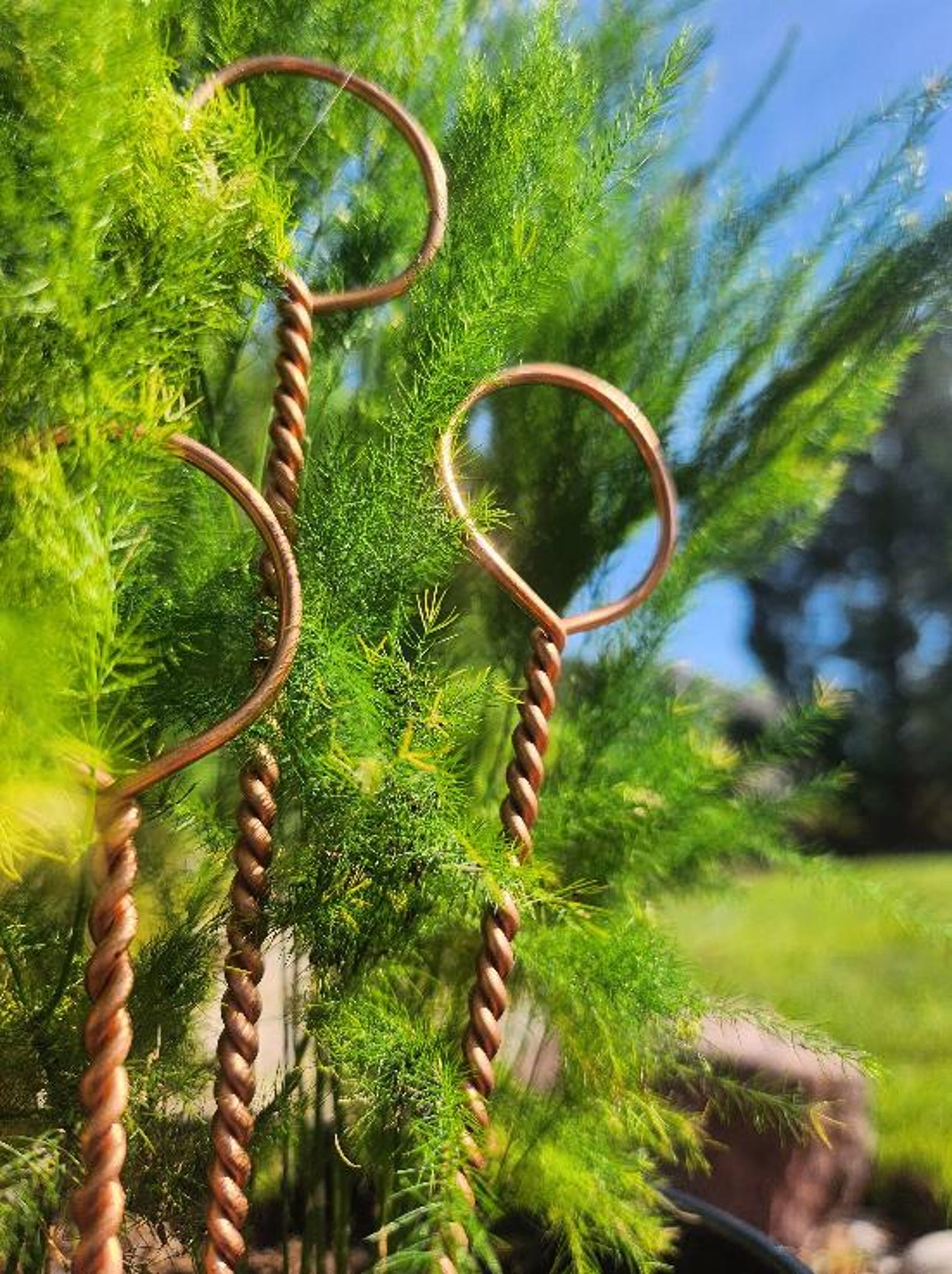 Hand Twisted Copper Garden Stake for Electroculture – Decorative Energy ...
