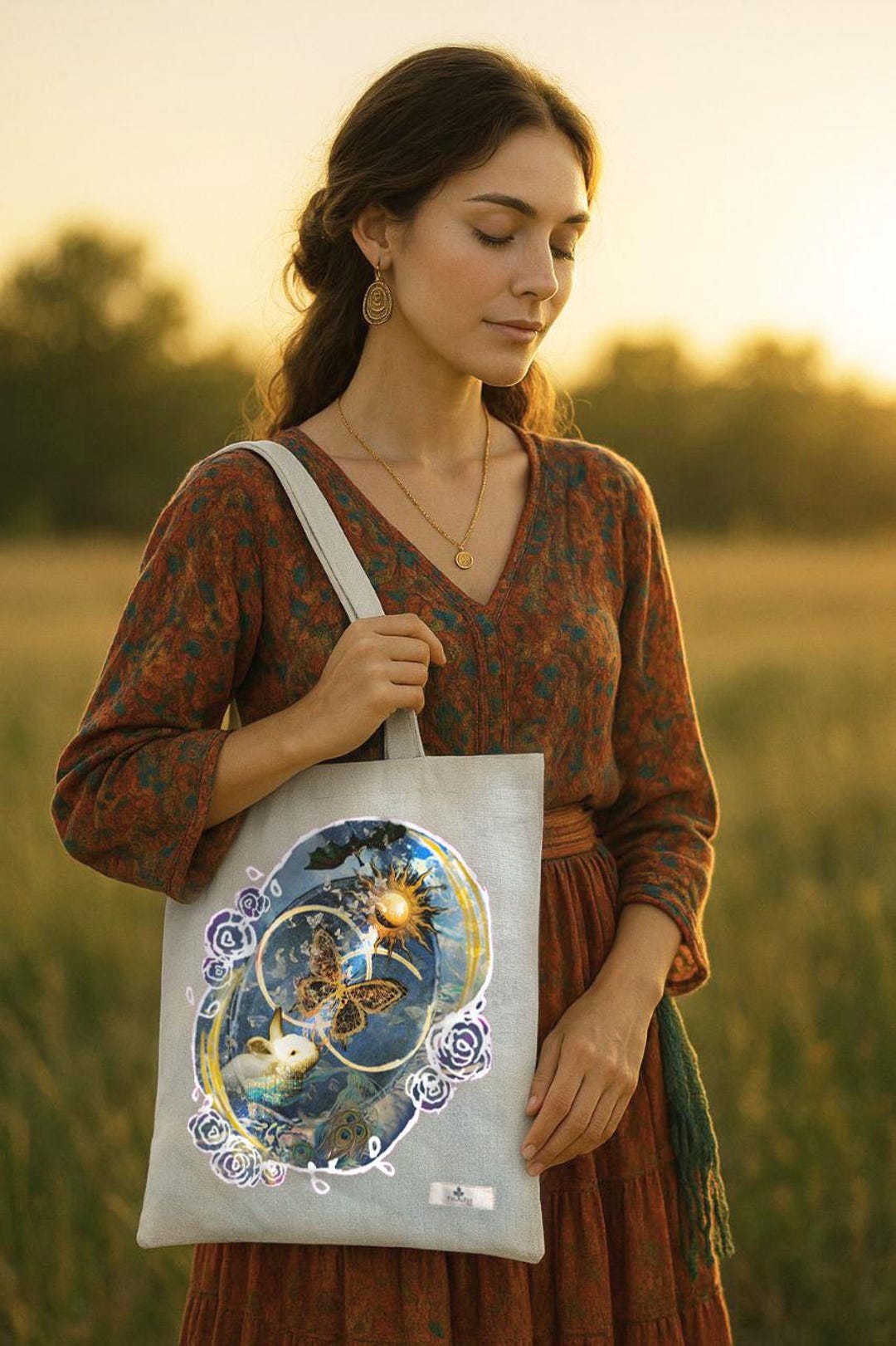 Handmade Linen Tote Bag “sun Gates” – Natural, Sustainable, Artistic ...