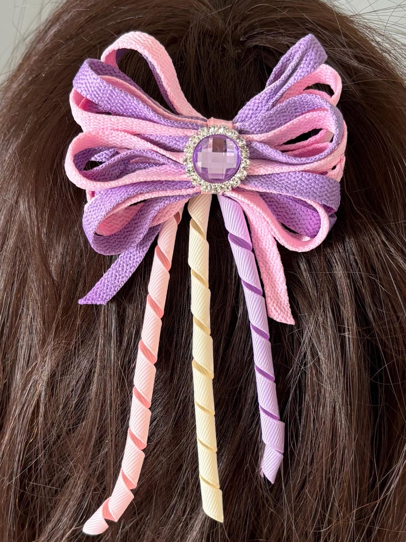 Handcrafted Pastel Shoelace Hair Bow, Dual-color Twist, Spring ...