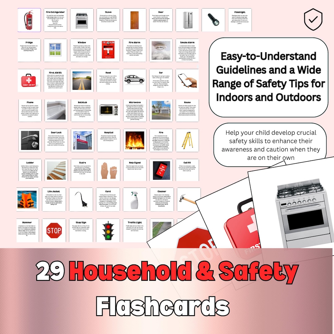 Kids Safety Flashcards: Household & Outdoor Dangers (printable) - Etsy