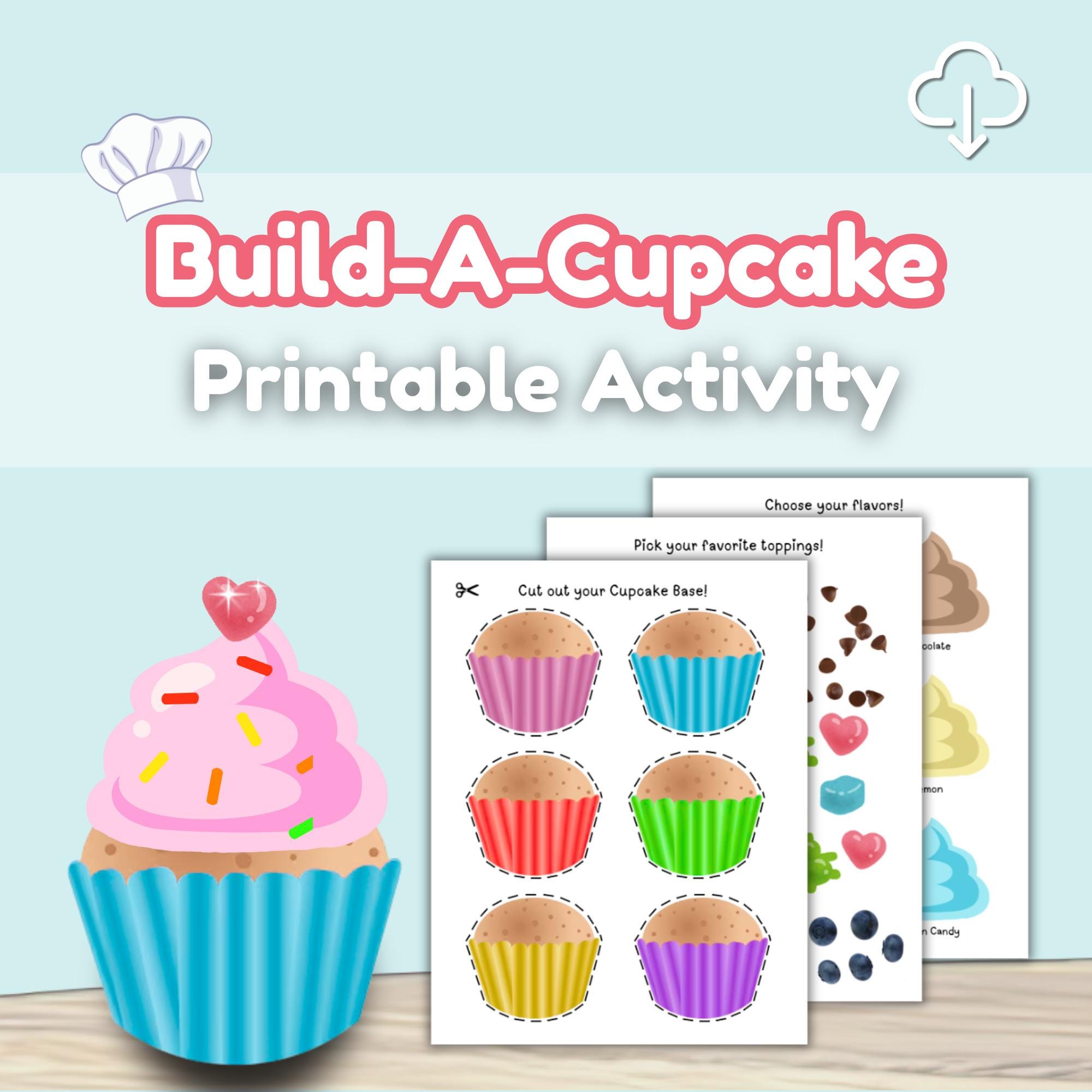 Build a Cupcake Printable Activity for Kids | Cut and Paste Cupcake ...