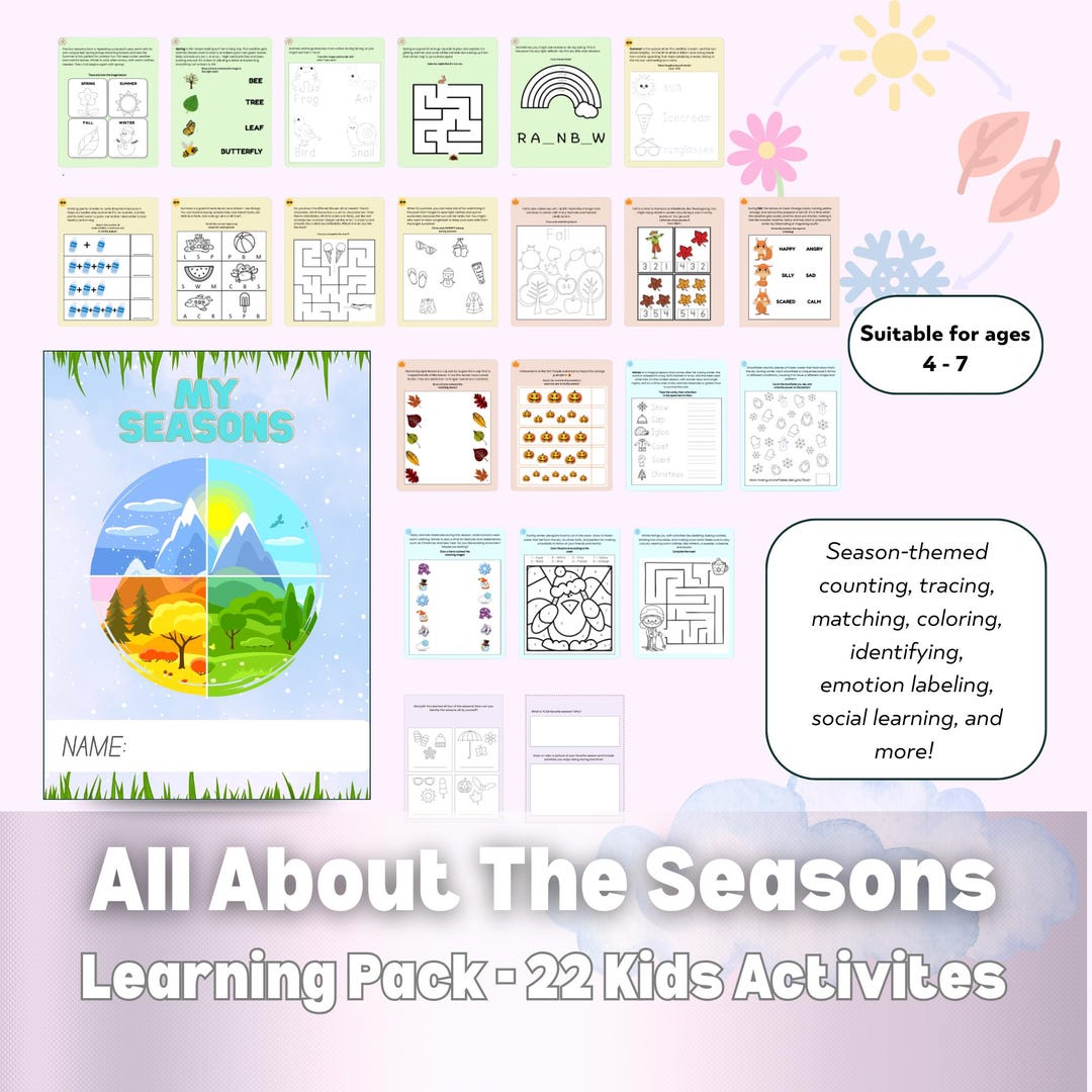 The 4 Seasons Learning Activities - 22 Interactive Pages for Fine Motor ...