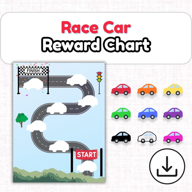 Race Track Reward Chart for Kids | Car Theme Behavior Chart | Printable ...
