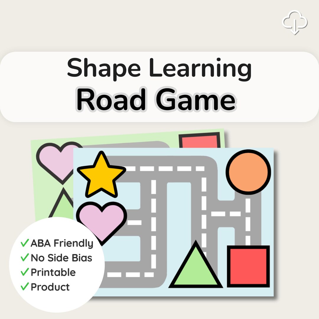 Shape Matching Road Game Printable | Toddler Learning Activity | ABA ...