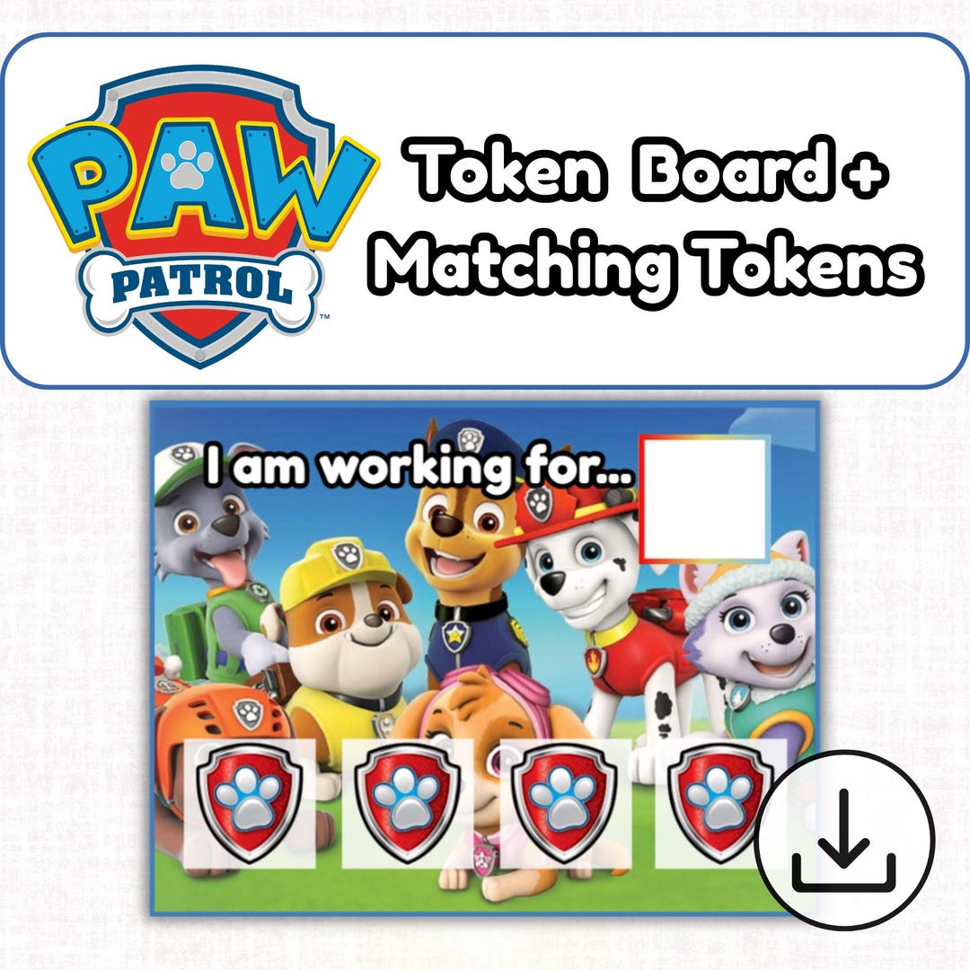 Paw Patrol Token Board for Kids | Reward Chart Printable | Behavior ...