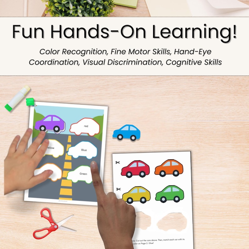 Color Matching Cut and Glue Worksheets | Rainbow Colors Preschool ...