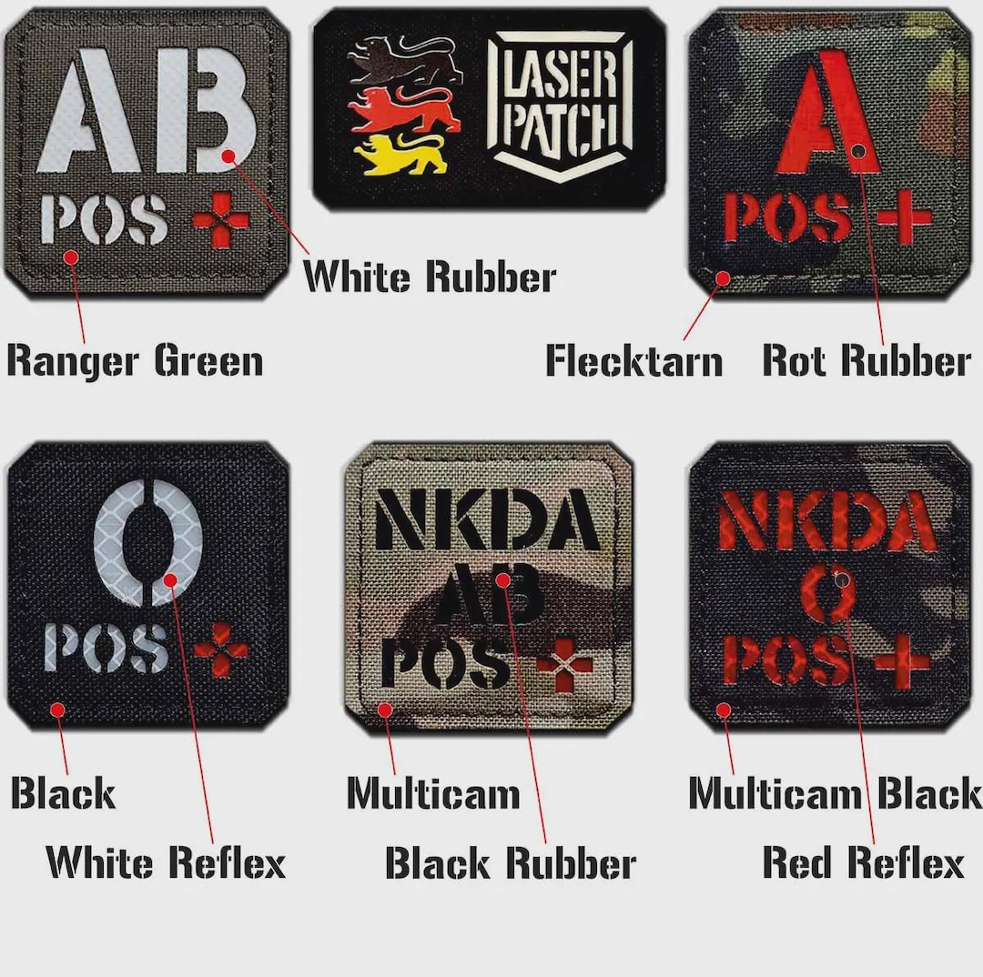 Army Medic | EMC | Blood Type Blood Group - Lasercut Cordura Custom ...