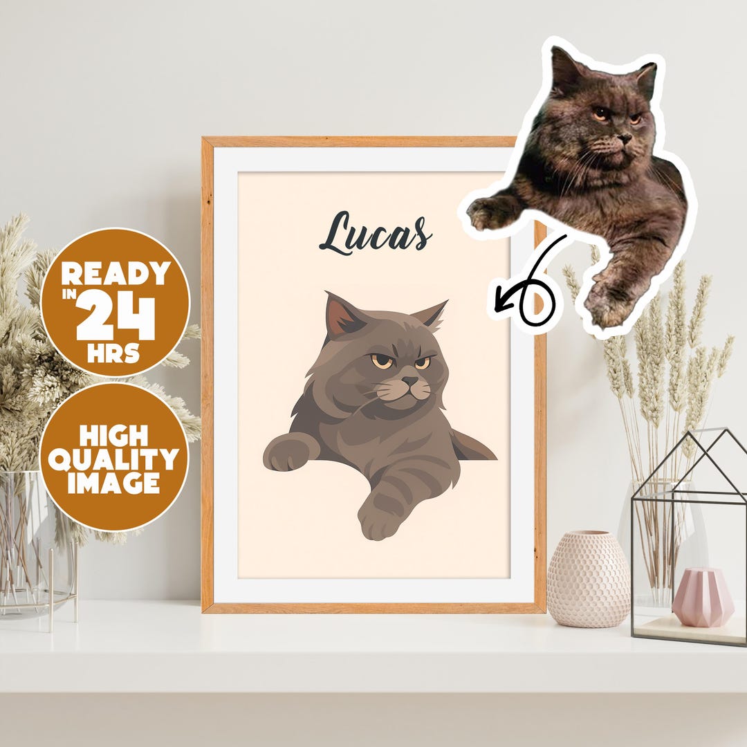 Custom Pet Portrait, Vector Art, Personalized Cat or Dog Gift - Etsy