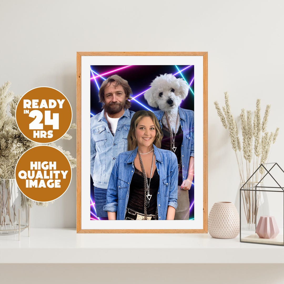 Custom Retro Disco Pet and Owner Portrait | 80s-inspired Digital Art ...