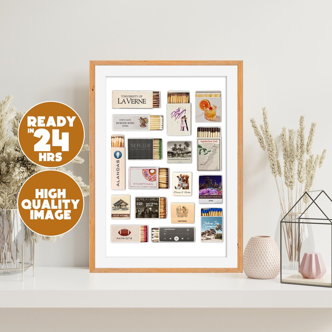 Custom Matchbook Art Digital | Personalized Wall Decor With 17 Matchbox ...