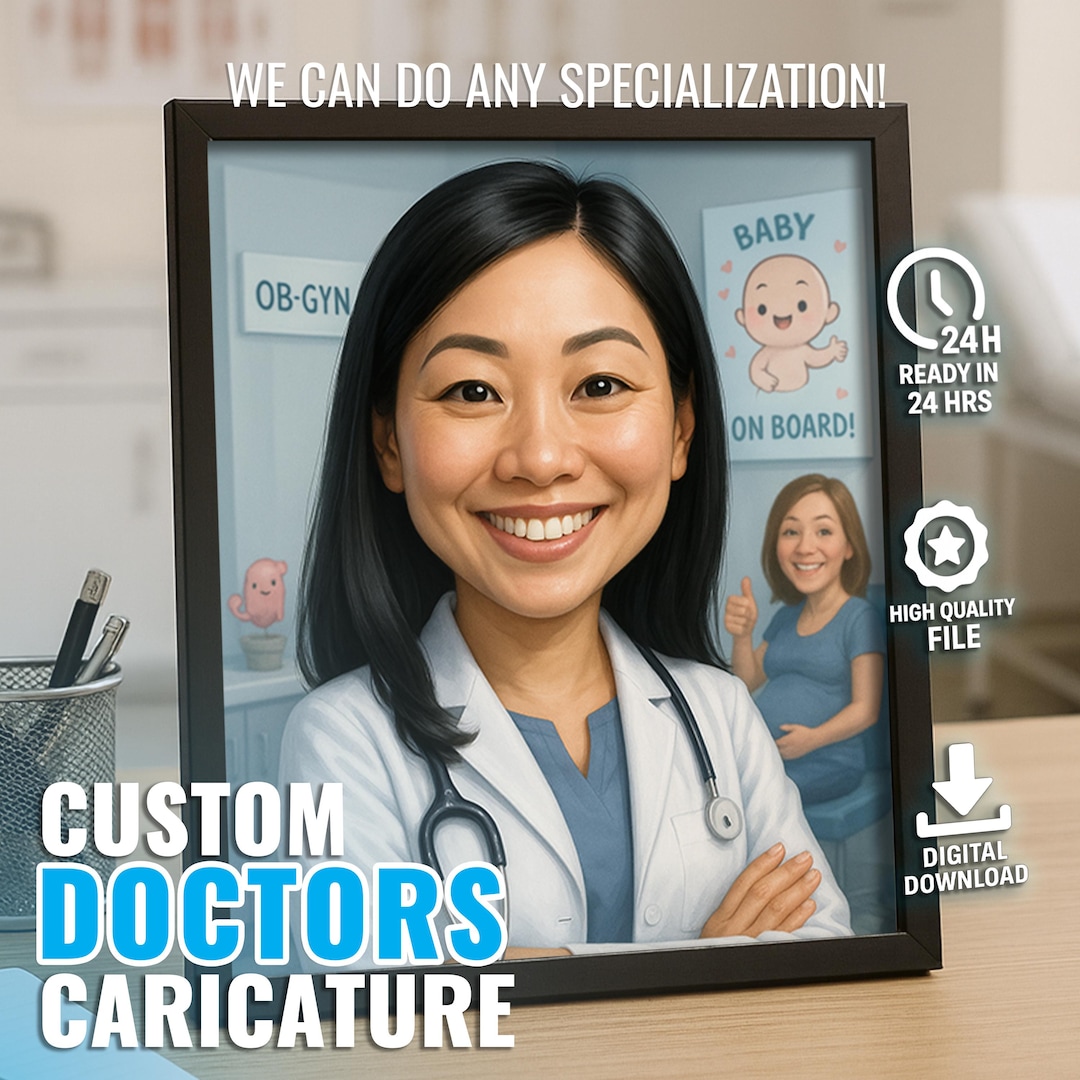 Custom Doctor Caricature | ANY SPECIALIZATION | Ob-gyn Personalized ...